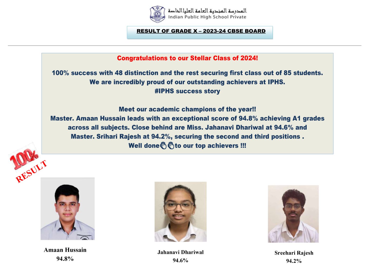 Indian Public High School – Wisdom is better than Riches